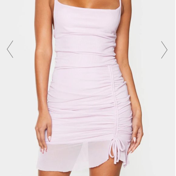 PrettyLittleThing | Dresses | Prettylittlething Lilac Mesh Ruched ...